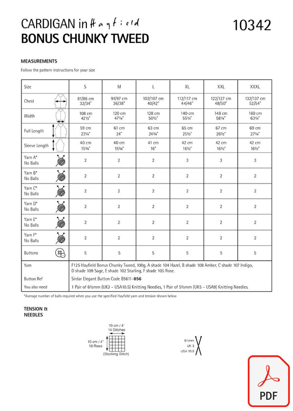 Hayfield 10342 Bonus Chunky Tweed (PDF) - Knit in a Box