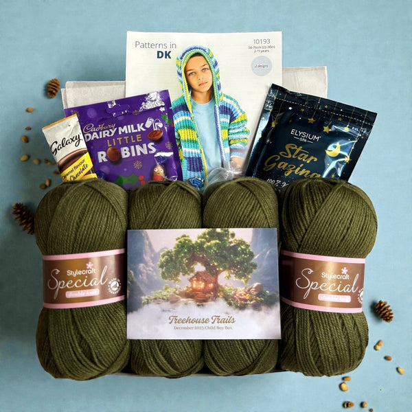 Treehouse Trails Child Boy Cardigan - Knit in a Box